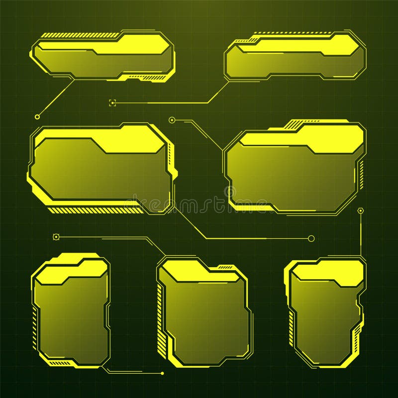 Yellow Futuristic HUD, UI Elements. Sci-fi User Interface Text Boxes ...