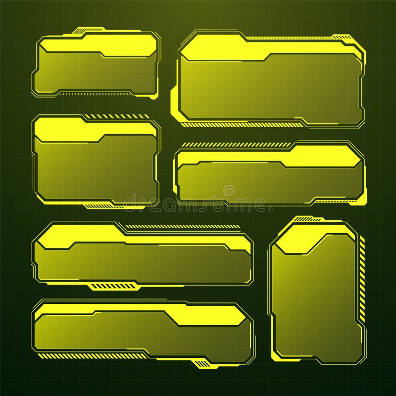 Yellow Futuristic HUD, UI Elements. Sci-fi User Interface Text Boxes ...