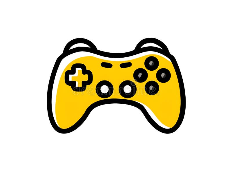 Yellow Game Controller Icon on White Background Stock Illustration ...
