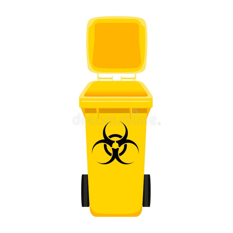 Yellow Garbage Basket and Container with Biohazard Symbol. Stock Vector ...