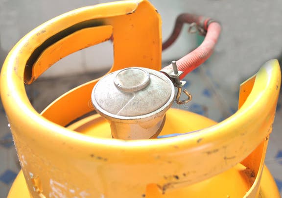Yellow gas cylinder stock image. Image of kitchen, energy - 23167841