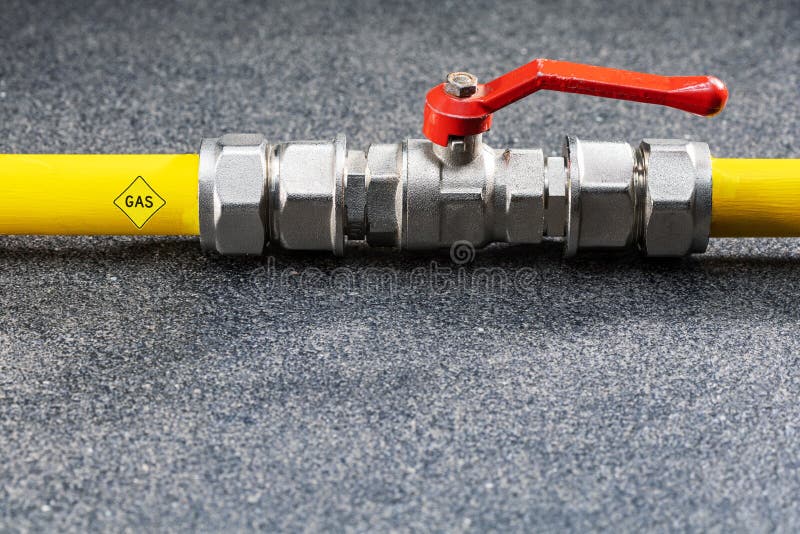 Yellow Gas Pipe and Valve in the House Stock Photo - Image of closeup ...