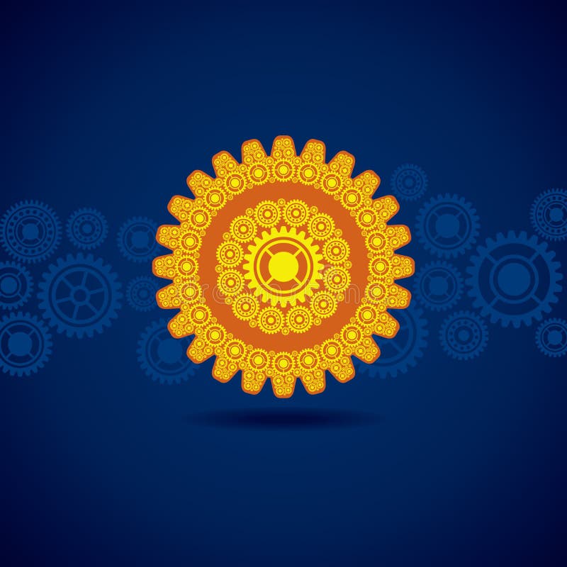 Yellow Gear on Blue Background Stock Vector - Illustration of equipment ...