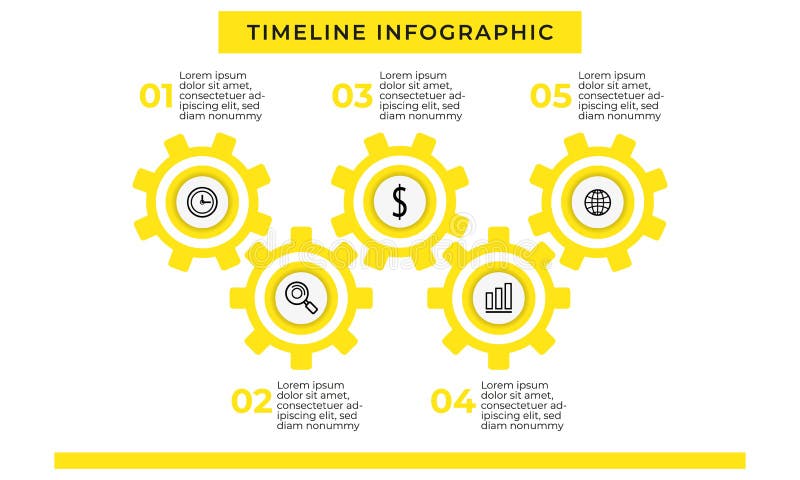 Yellow Gear 6 Step Infographic Template Stock Illustration ...