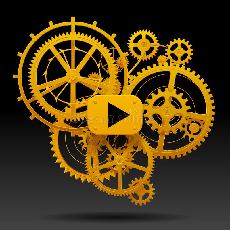 Yellow Gear Icon Isolated on Orange Background. Cogwheel Gear Settings ...