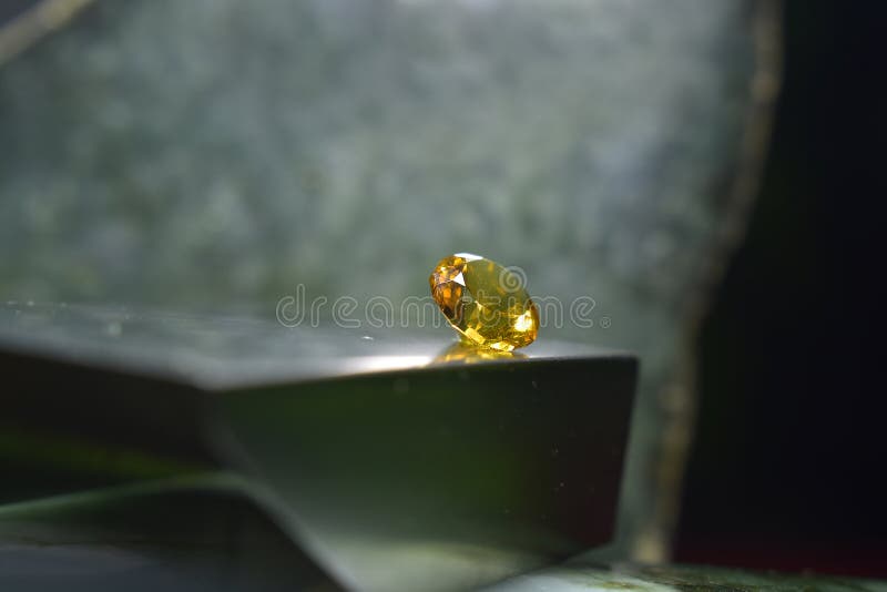 Yellow Gemstone is a Natural Gemstone that Has Been Cut through Stock ...