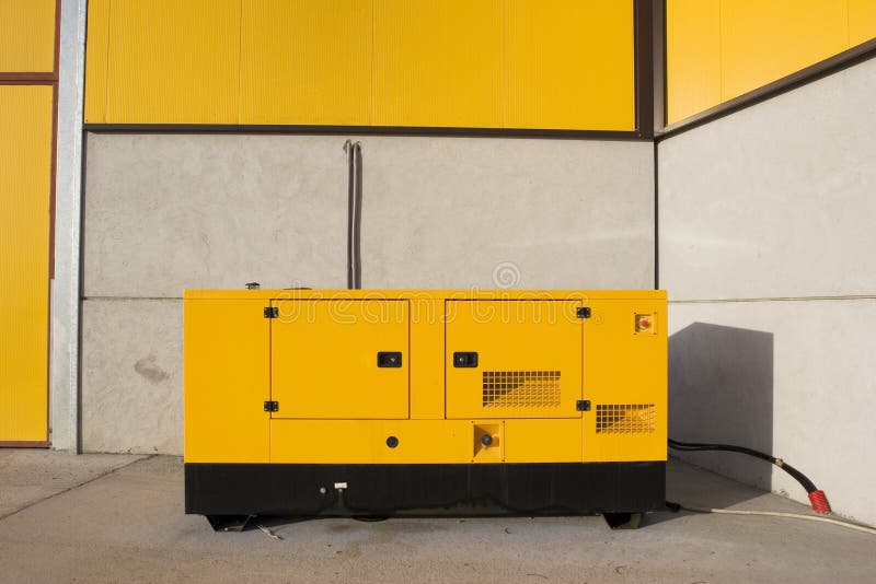 Yellow generator 3 stock image. Image of factory, temporary - 4215213