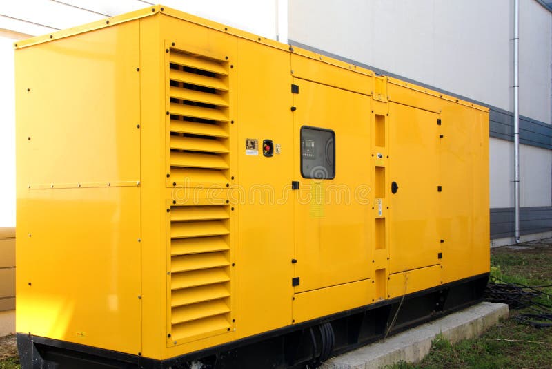 Yellow generator stock image. Image of temporary, door - 4215157