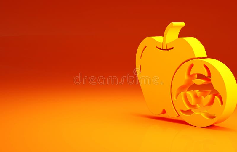 Yellow Genetically Modified Apple Icon Isolated on Orange Background ...