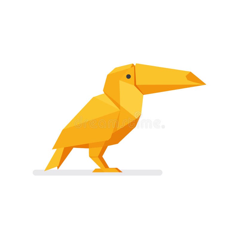 Yellow Geometric Bird with Large Beak in Low Poly Flat Design Isolated ...
