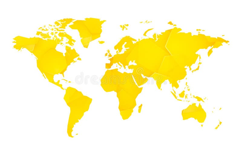 Yellow Geometric Blank World Map Stock Vector - Illustration of north ...