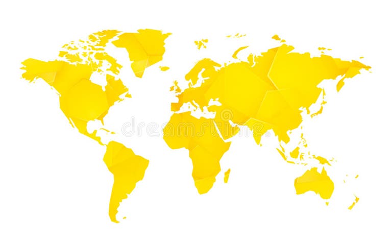 Yellow Geometric Blank World Map Stock Vector - Illustration of north ...