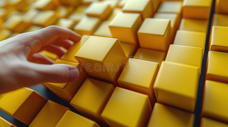 Yellow Geometric Design with Moving Blocks - Abstract Animation Looping ...