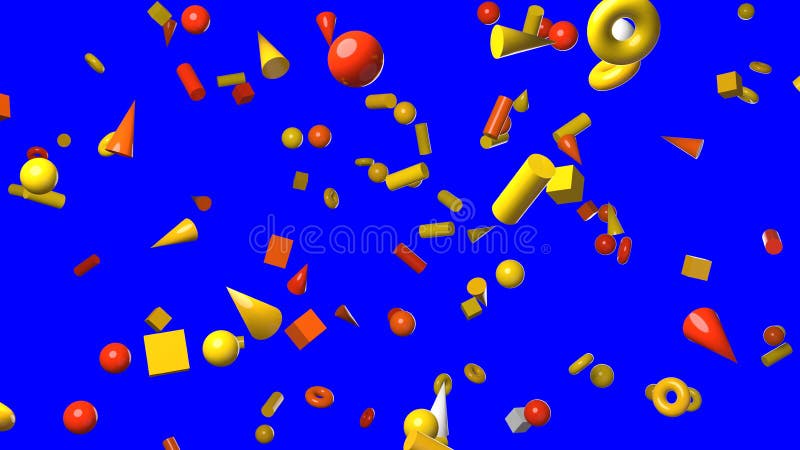 Yellow Geometric Objects on Blue Chroma Key Background. Stock ...
