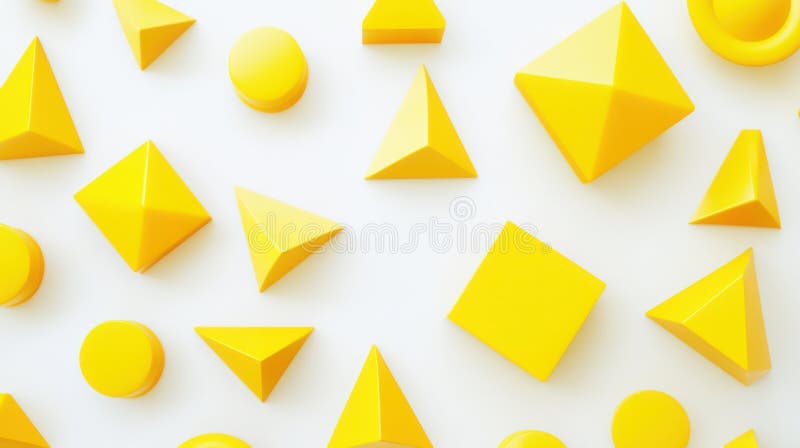 Yellow Geometric Shapes Arranged on a White Background Create a Vibrant ...