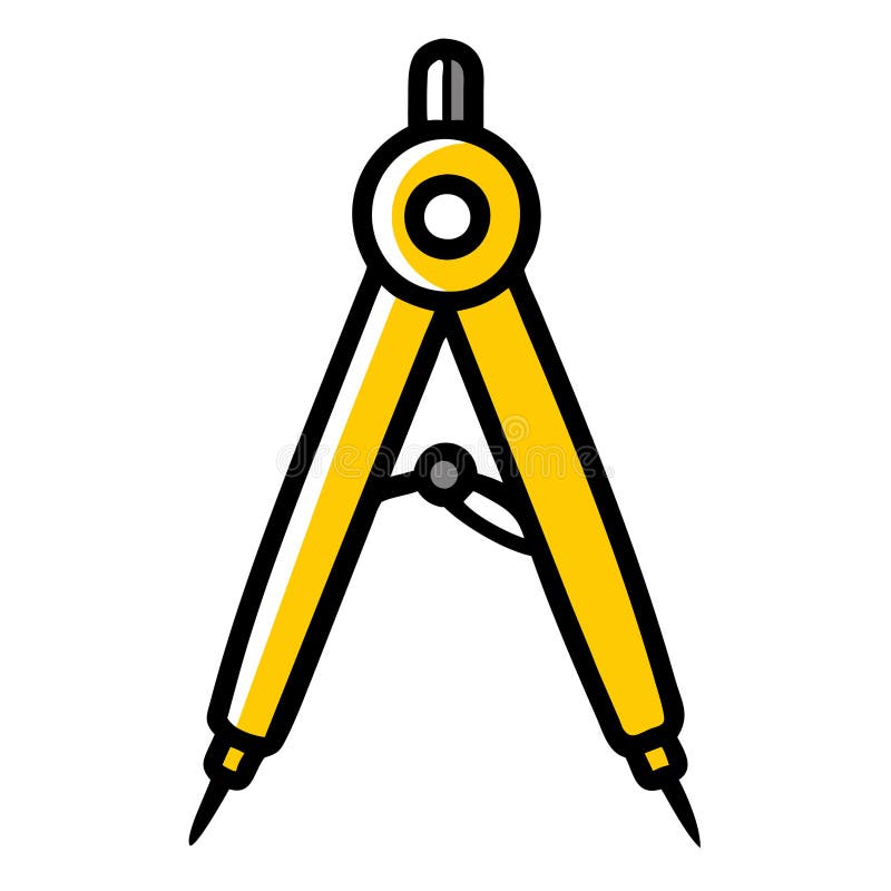 Yellow Geometry Compass Educational Tool Vector Illustration for ...