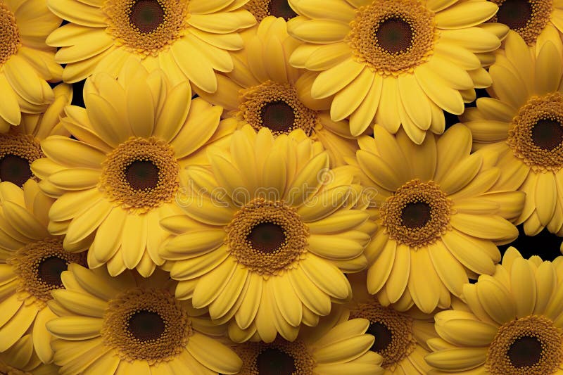 Yellow Gerbera Daisy Flowers Background. Top View Stock Illustration ...