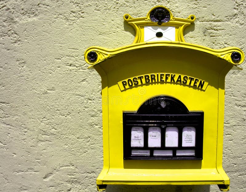 Yellow German mail box stock image. Image of unique, mounted - 5466477