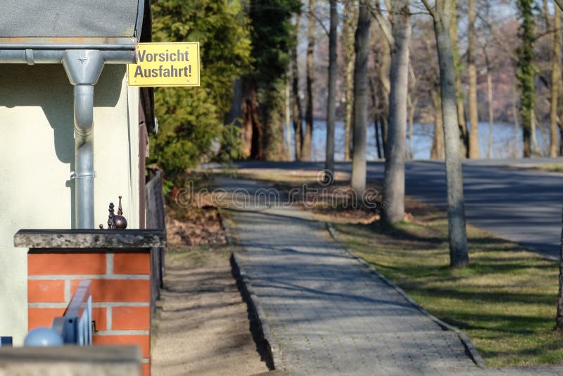 Yellow German Traffic Sign Leaving the Exit Free Stock Image - Image of ...