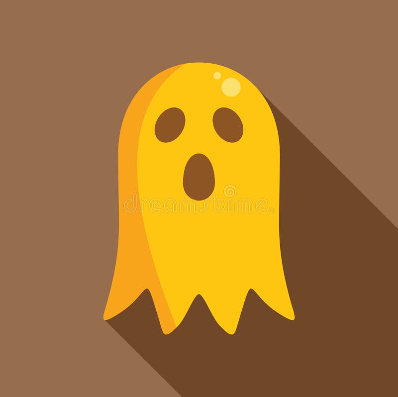 Yellow Ghost Floating with Long Shadow on Brown Background Stock ...