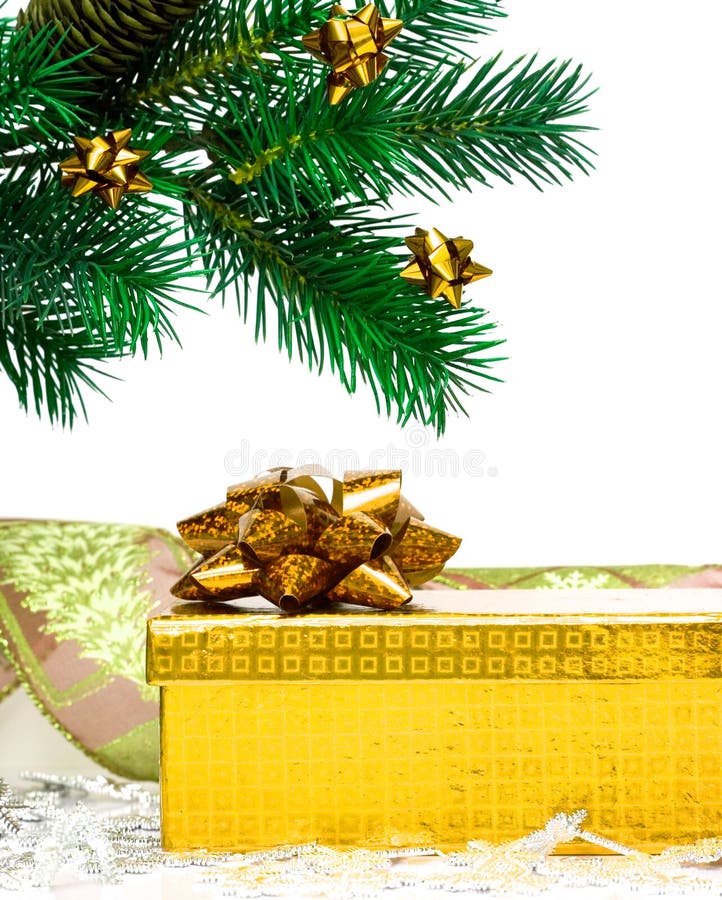 Yellow gift box stock photo. Image of present, december - 11796006