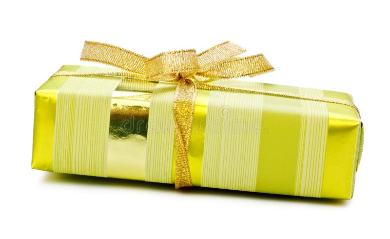 Yellow gift box stock photo. Image of isolated, glossy - 18211084