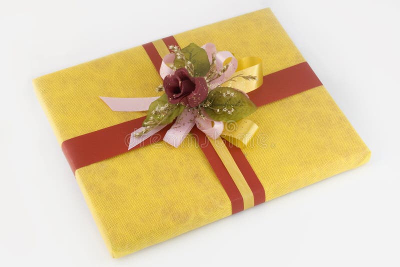 Yellow gift box stock photo. Image of isolated, greetings - 3521908
