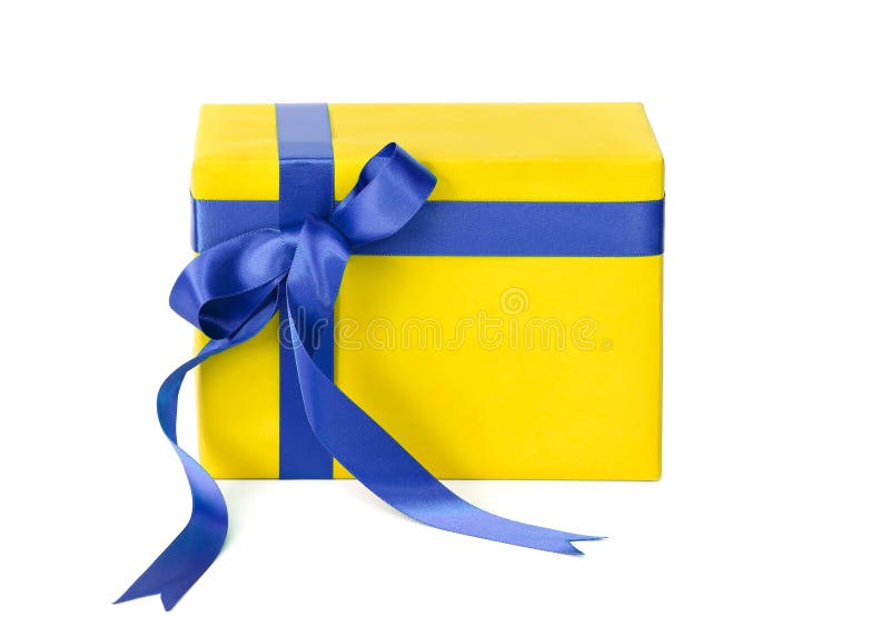 Blue Gift Box with Yellow Ribbon Stock Vector - Illustration of ...
