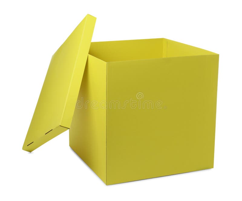 Yellow Gift Box with Cap Isolated on White Stock Photo - Image of ...