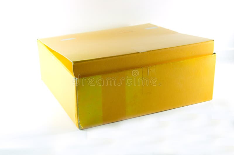 Yellow gift box stock image. Image of cover, cardboard - 44099157