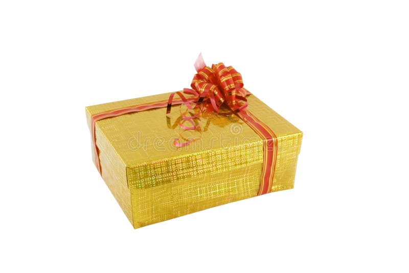 Yellow Gift Box Isolated on White Stock Image - Image of celebration ...