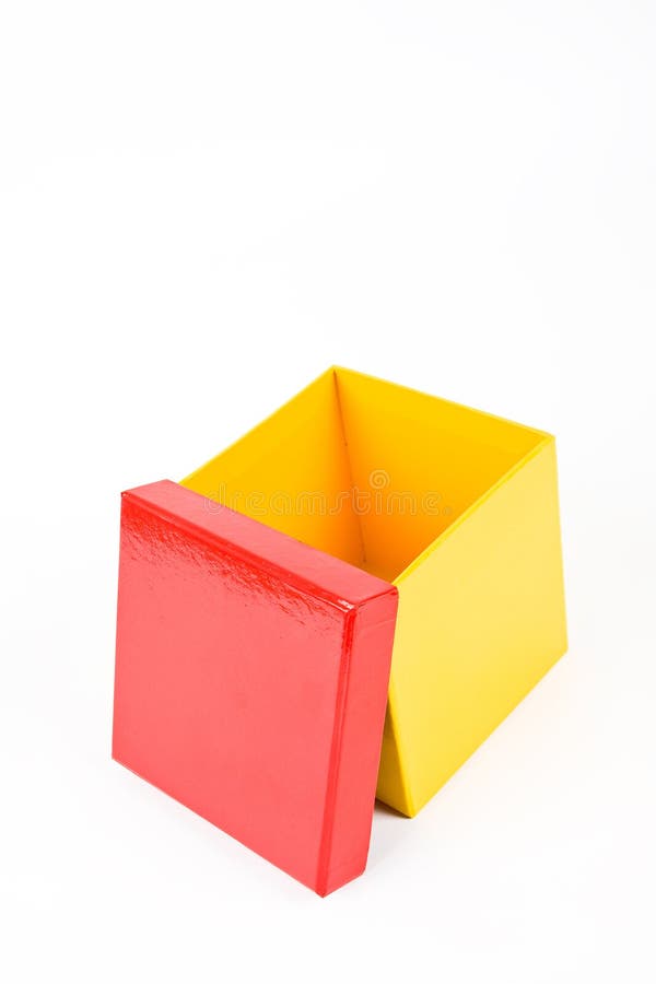 Yellow gift box opened stock photo. Image of colorful - 6813466