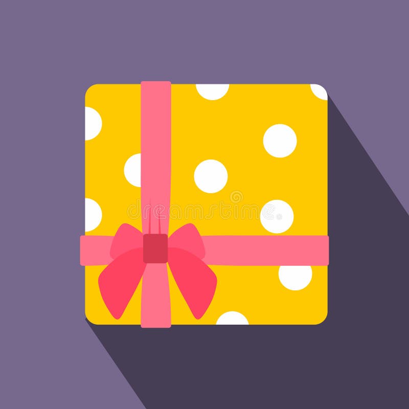 Yellow Gift Box with a Red Ribbon Icon Cartoon Stock Vector ...