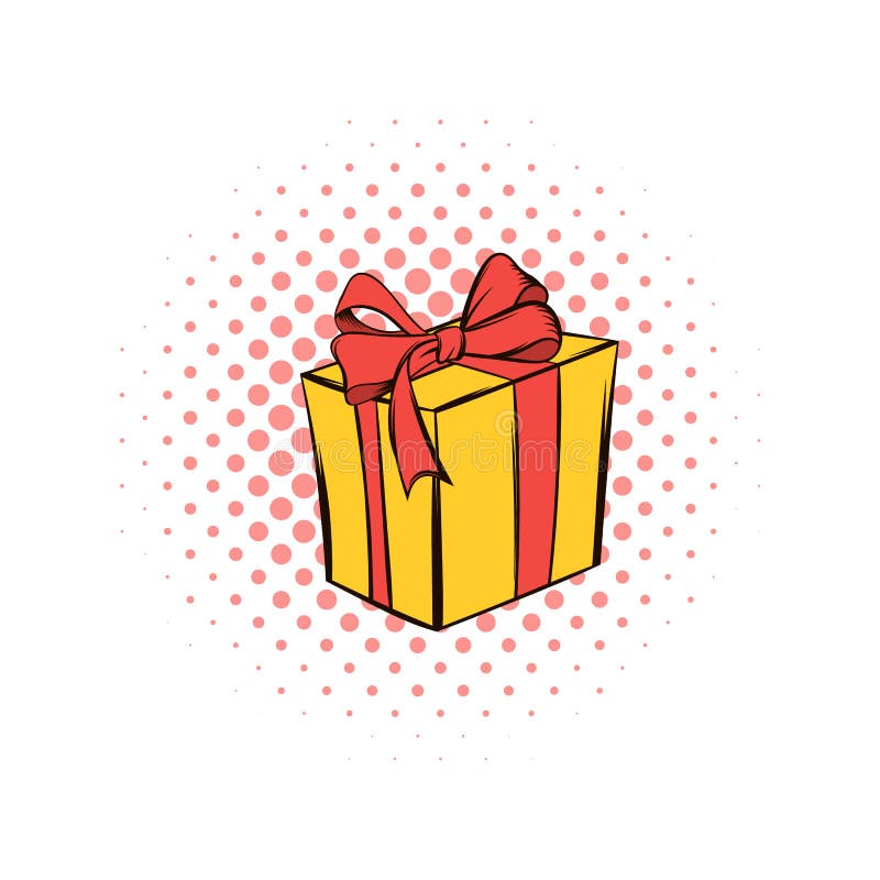 Yellow Gift Box with a Red Ribbon Icon Cartoon Stock Vector ...