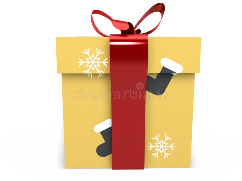 Yellow Gift Box with Ribbon Bow 3d Illustration Rendering Stock ...