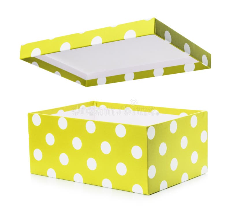Yellow Gift Box with White Polka Dots Stock Image - Image of isolated ...