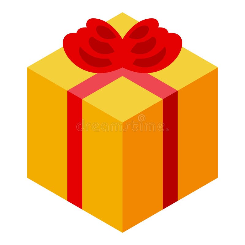 Yellow Gift Box Wrapped with Red Ribbon Isometric Icon Stock Vector ...