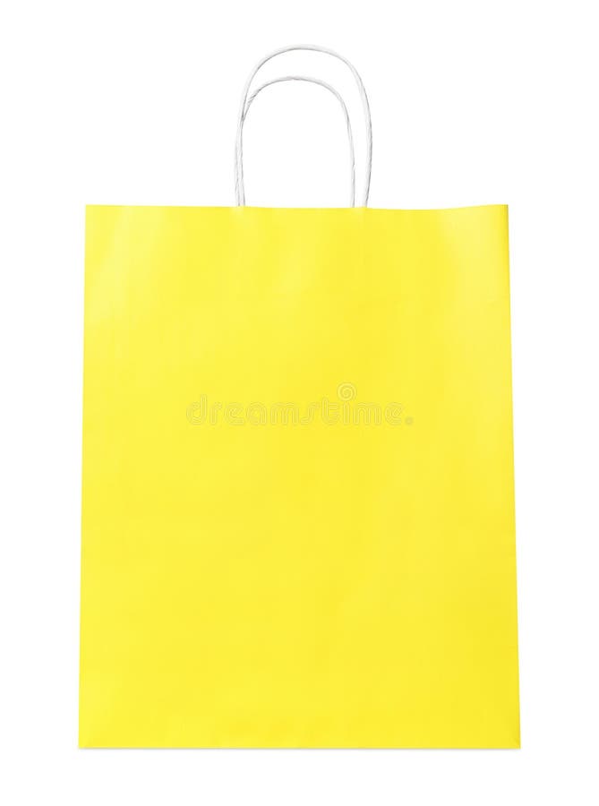 Yellow Gift Paper Bag on White Background Stock Photo - Image of ...
