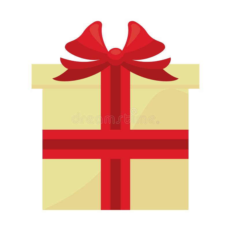 Yellow Gift Box with Bow Birthday Present Stock Vector - Illustration ...