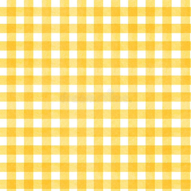 Yellow Gingham Watercolor Seamless Pattern. Checkered Hand Drawn Background Stock Image ...