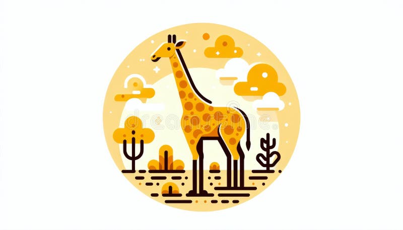 Yellow Giraffe in Pixel Art Savanna Landscape Stock Illustration - Illustration of character ...