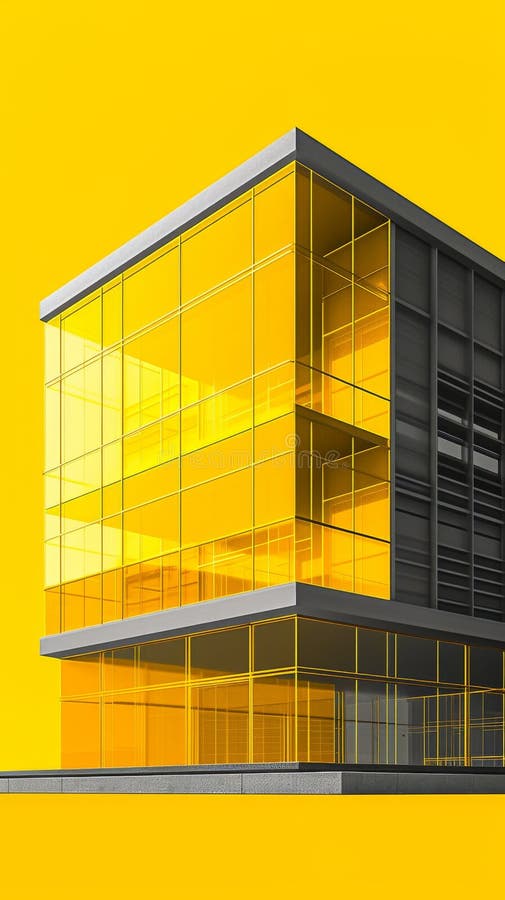 Yellow Glass Building with Modern, Minimalist Design Stock Photo ...