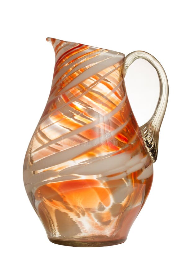 Yellow Glass Jug with Pattern on White Background. Stock Image - Image ...