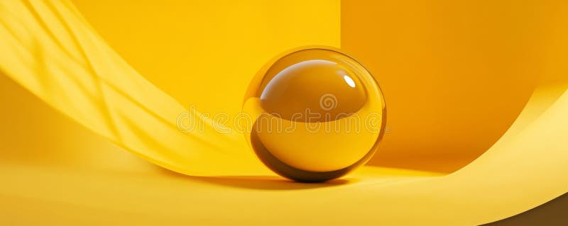 Yellow Glass Sphere on Vibrant Yellow Background, Abstract Modern Art ...