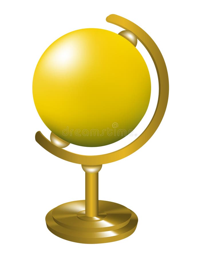 Yellow Globe of the Earth and Gear or Cog Icon Isolated on Orange ...