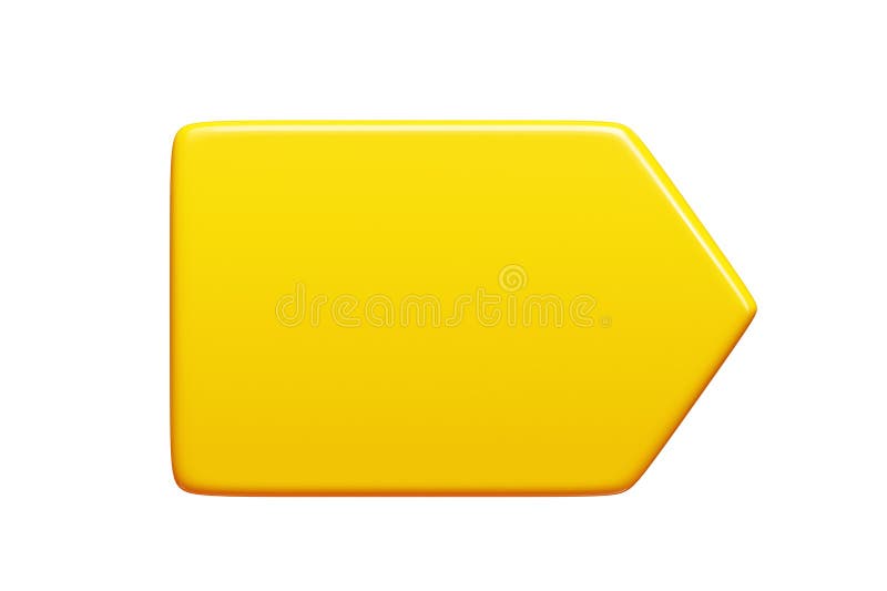 Yellow Glossy Arrow Shaped Text Banner. 3d Render Illustration Stock ...