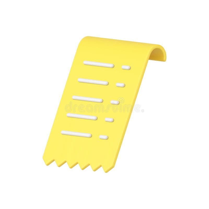 Yellow Glossy Bill Banking Payment Document Curved Shape Decorative ...