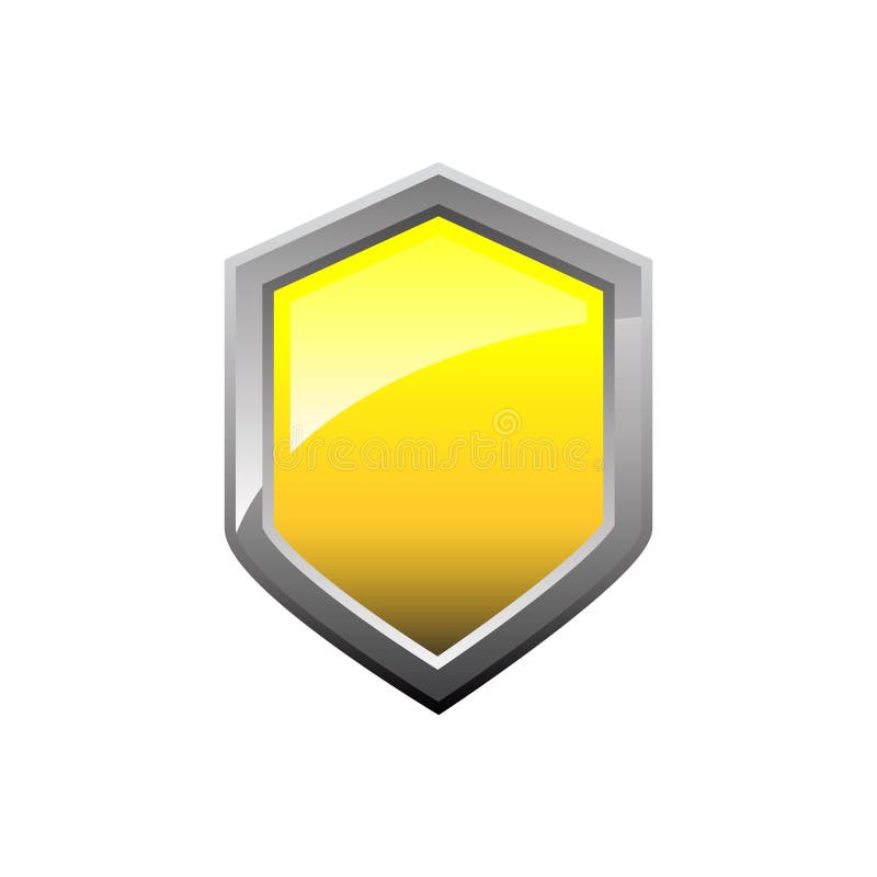 Yellow, Glossy Shield Icon/logo Stock Vector - Illustration of vector ...