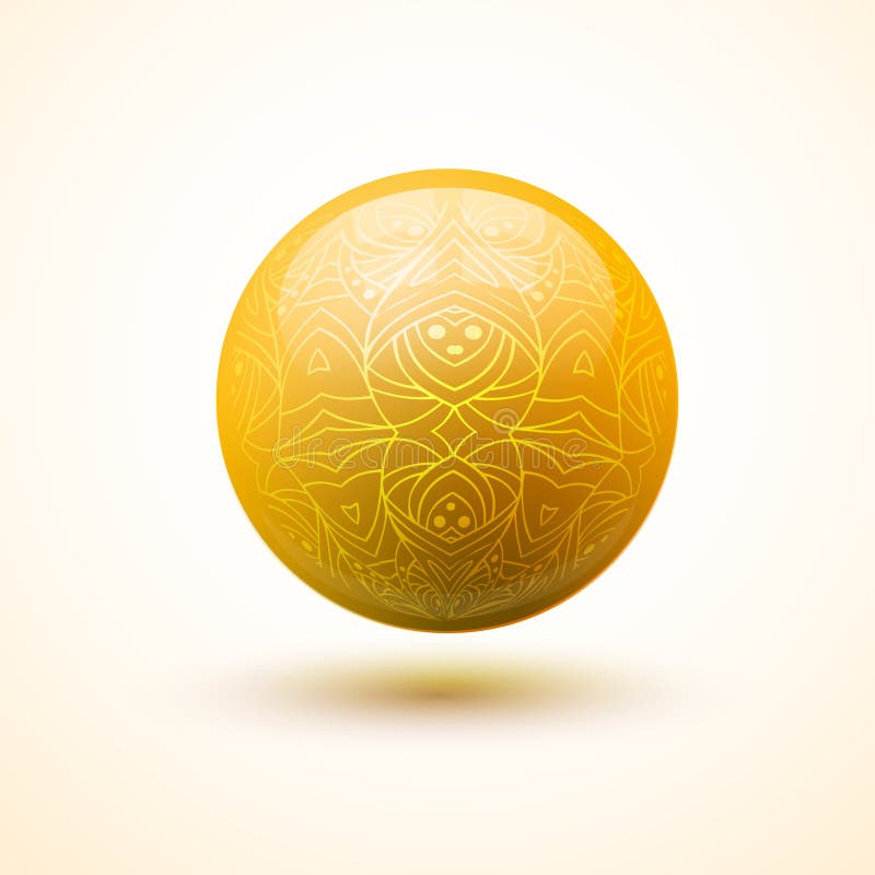 Yellow Glossy Sphere with Pattern Stock Vector - Illustration of ...