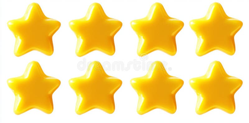 Yellow Glossy Star Floating in Different Angles in a 3D Illustration ...